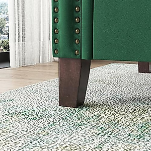 HONBAY Velvet Modern Accent Chair, Comfy Chair Armchair for Bedroom with Nailhead Arm Cozy Single Sofa Club Chair for Living Room Office, Green