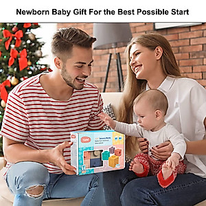 Yzata Baby Blocks Soft Building Blocks Baby Teething Toys Teethers Educational Squeeze Play with Numbers Animals Shapes Textures Gifts 6 Months and Up 12PCS