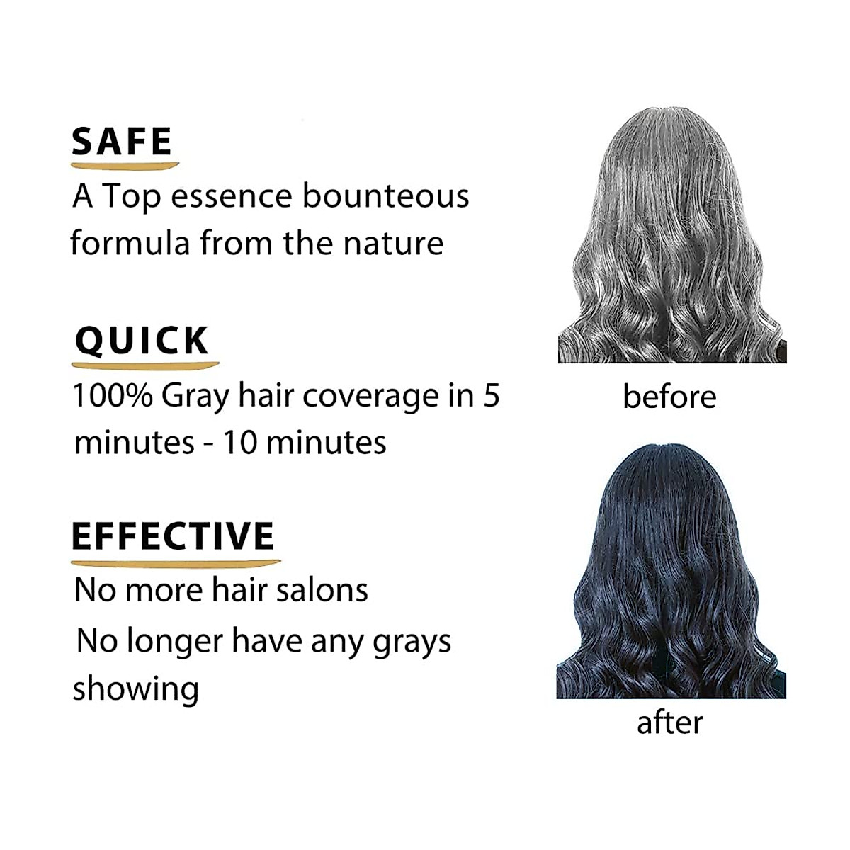 Joyful Young Natural Hair Dye Shampoo - Black - Semi Permanent Hair Coloring Shampoo for Women and Men - Gray Hair Coverage - Color Shampoo Beard Dye - Vegan Ammonia Free Hair Shampoo