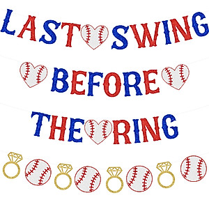 Baseball Bachelorette Party Decorations, Last Swing Before The Ring Banner Baseball Diamond Ring Garland, Sports Themed Bridal Shower Engagement Wedding Party Supplies