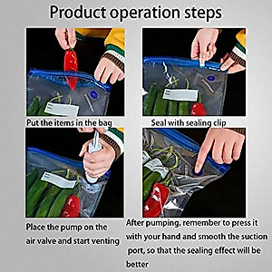 Sous Vide Bags 22pack Reusable Vacuum Food Storage Bags, with 3 Sizes Vacuum Food Bags,1 Hand Pump, 4 Sealing Clips for Food Storage and Sous Vide Cooking