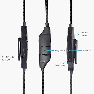 Alitutumao Replacement Audio Cable G633 Aux Cord Wire with Inline Mic Mute & Volume Control Compatible with Logitech G633 G635 G933 G935 Gaming Headset on PS5 PS4 Xbox One PC, 5FT