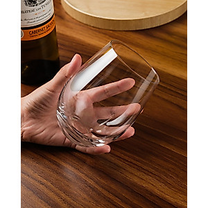 KING CRYSTAL Stemless Wine Glasses, Red or White Wine Glasses, Drinking Glasses 19 oz | Set of 4 Wine Glasses - Drinking Glass Cups Tumblers | Wine Glasses For Cocktail or Wedding Party