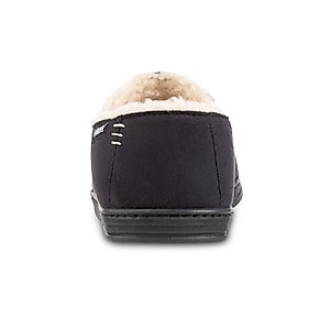 isotoner Men's Recycled Microsuede Nigel ECO Slippers with Advanced Memory Foam and Berber Lining, Black, 8-9