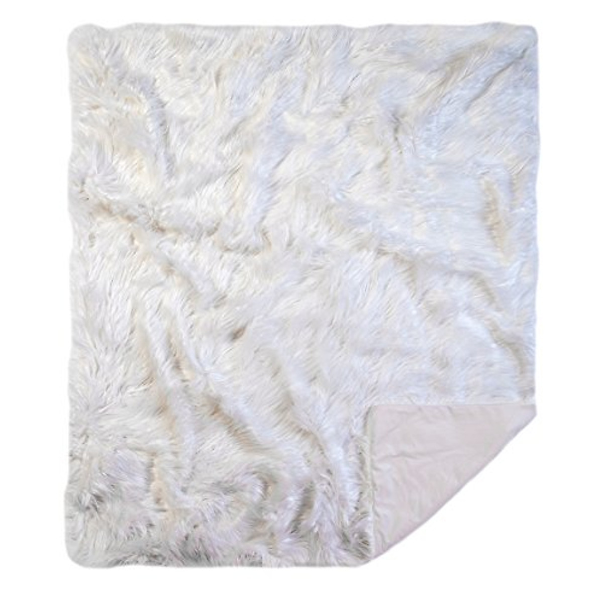 Luxury Fluffy Faux Fur Throw Blanket, Mongolian Long Hair White 50" x 60"