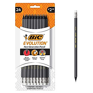 BIC Evolution Cased Pencil, 2 Lead, Gray Barrel, 24-Count