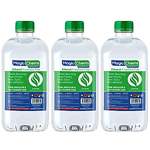 Bioethanol Fuel Tabletop Firepit (3 x 0.5Lt) for Tabletop Fireplaces, Stoves and Burners, Bioethanol Fuel for Fireplaces and Fire Pits (3 Pack 1/2 Quart)