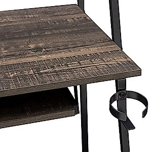 Studio Space 33" Computer Desk, Space-Saving Mobile Workstation with Lockable Wheels, Cup Holder and Headset Hook for Home Office, Brown