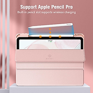 Fintie Hybrid Slim Case for iPad Air 11-inch M3 (2025) / M2 (2024), iPad Air 5th (2022) / 4th Generation (2020) 10.9 Inch - Shockproof Cover with Clear Back Shell & Pencil Holder, Rose Gold