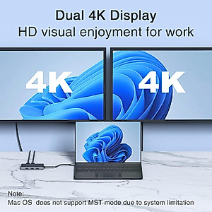 USB C Docking Station Dual Monitor Adapter for Dell HP, Laptop Docking Station 3 Monitors Quad Display USB C Hub Dongle to 4K HDMI+DP+VGA,3 USB2.0,100W PD,8 in 1 Thunderbolt Dock for Lenovo,Surface