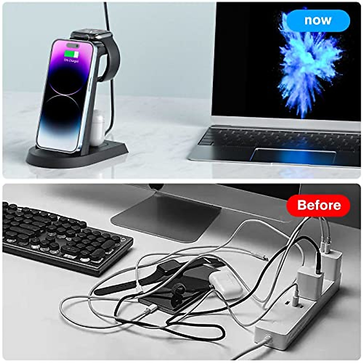 Charging Station 3 in 1 for Apple Multiple Devices Fast Charging Stand Dock for iPhone 14 13 12 11 Pro X Max XS XR 8 7 Plus 6s 6 /Airpods/Wireless Charger for Apple Watch 8/Ultra/7/6/SE/5/4/3/2