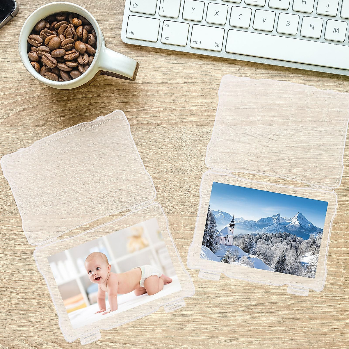 VILLCASE Plastic Postcards Storage Box, Transparent Greeting Card Organizer Portable Business Card Holder, Photo Organizer Cases for Crafts, Scrapbook, Paper, Envelopes