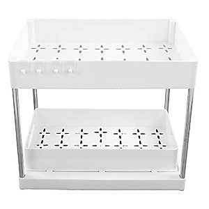 Under Sink Organizers, Large Capacity Slide Out Design Under the Sink Organizer, Easy Assembly Under Sink Storage, for Bathrooms, Kitchens, Closets(White)