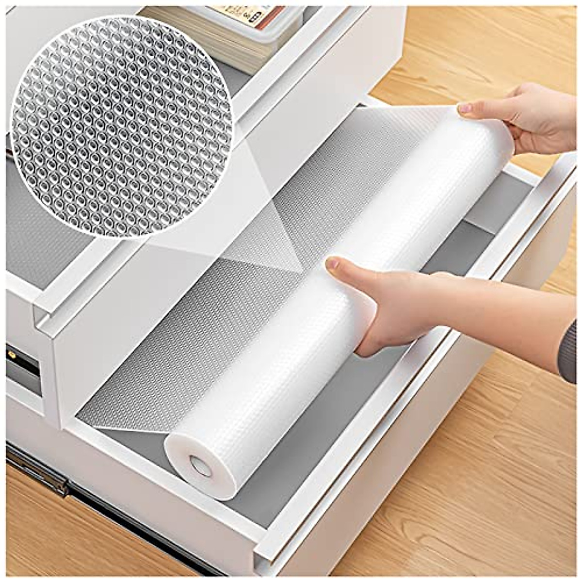 Shelf Liner Cabinet Liner for Kitchen: 17.5 Inch x 6.5 Feet Clear Non-Adhesive Drawer Liner Refrigerator Liners Reusable Easy to Clean (17.5 Inch x 6.5 Feet, Clear)