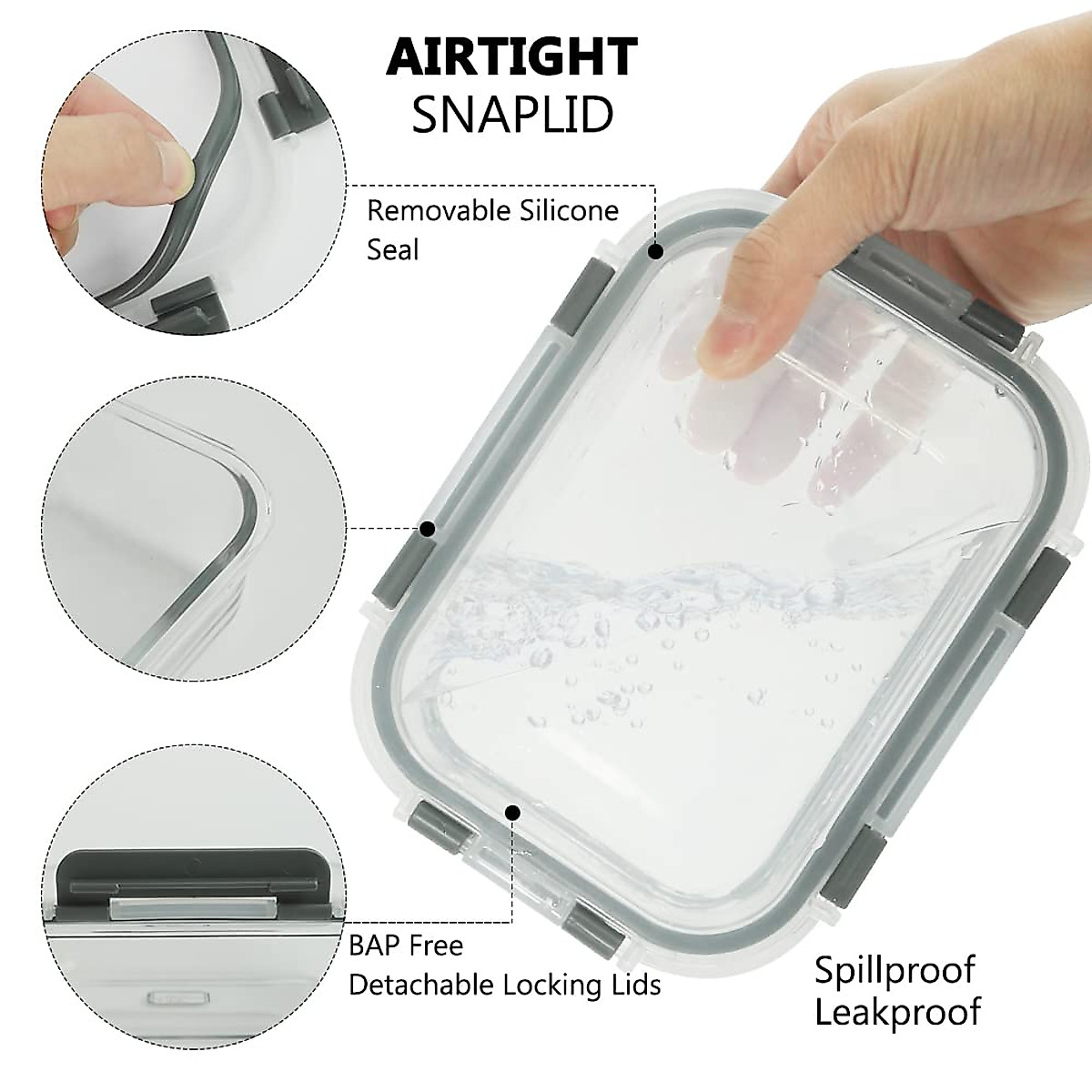 FREYBLI 24-Piece Glass Food Storage Containers with Lids, Glass Meal Prep Containers, Airtight Glass Lunch Bento Boxes, BPA Free & Leak Proof, Microwave, Oven, Freezer and Dishwasher