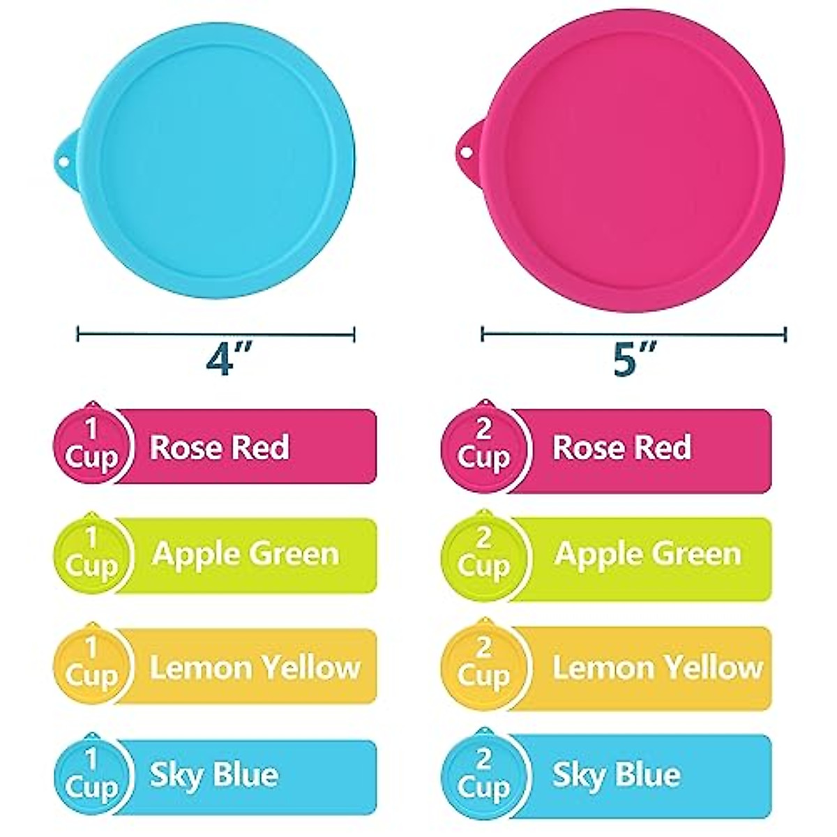 LUVCOSY 1 Cup 2 Cup Round Silicone Replacement Lids for Pyrex 7202-PC, 7200-PC Glass Bowls, 8 Pack, Microwave & Dishwasher & Freezer Safe (Container not Included)