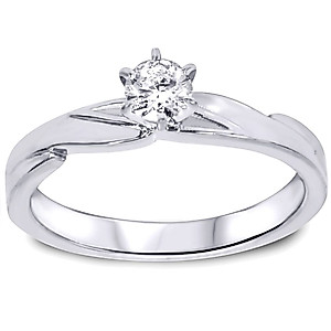 1/4ct Diamond Engagement Wedding Ring Set 10K White Gold - Size 8.5