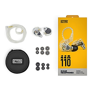 CTM CE110 - Pro Isolating Single Driver Wired Earphones by Clear Tune Monitors Titanium Coated Dynamic Driver Detachable Cable High Fidelity in-Ear Monitor