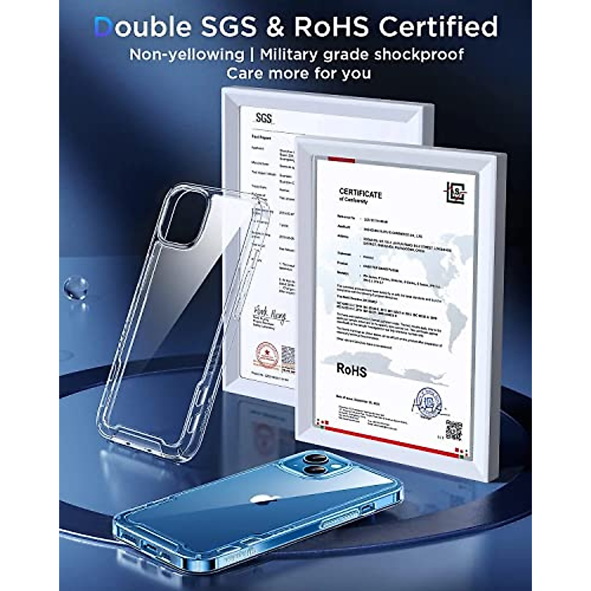 Humixx Designed for iPhone 13 Case, [Not Yellowing] [Military Grade Drop Tested] [Anti-Scratch & Anti-Fingerprint] Clear PC Back with Soft Black TPU Bumper, Slim Fit Protective Case for 13 Phone