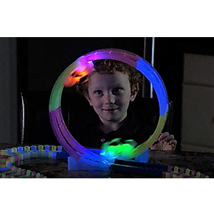 Mindscope Twister Tracks Trax 360 Loop 13' (feet) of Neon Glow in The Dark Track with One LED Light-Up Race Series Car