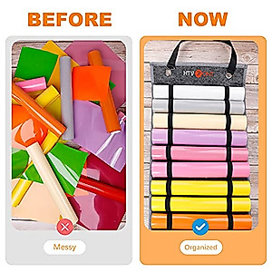 HTVRONT Vinyl Roll Holder, Vinyl Roll Storage with 24 Compartments,Vinyl Storage Organizer Rack Wall Mount/Hanging Over The Door, Craft Vinyl Storage Idea, Gift Wrap Organizer (Grey)