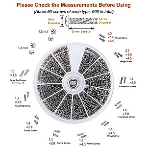 Eyeglass Repair Kit, PTSLKHN Sunglasses Repair Tool Kit with Eyeglass Screws, Precision Screwdriver Set, Tweezer and Nose Pads for Glasses and Watch Repair, Nose Pad Replacement