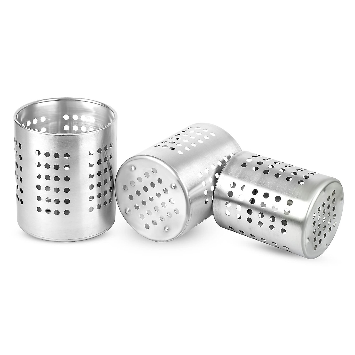 KSJONE 3 Pcs Stainless Steel Kitchen Cutlery Holder Utensil Organizer Flatware Caddy Drainer, Cooking Utensil & Gadgets Holder, Kitchen Caddy Spoons & Forks Organizer (Holes Shape)