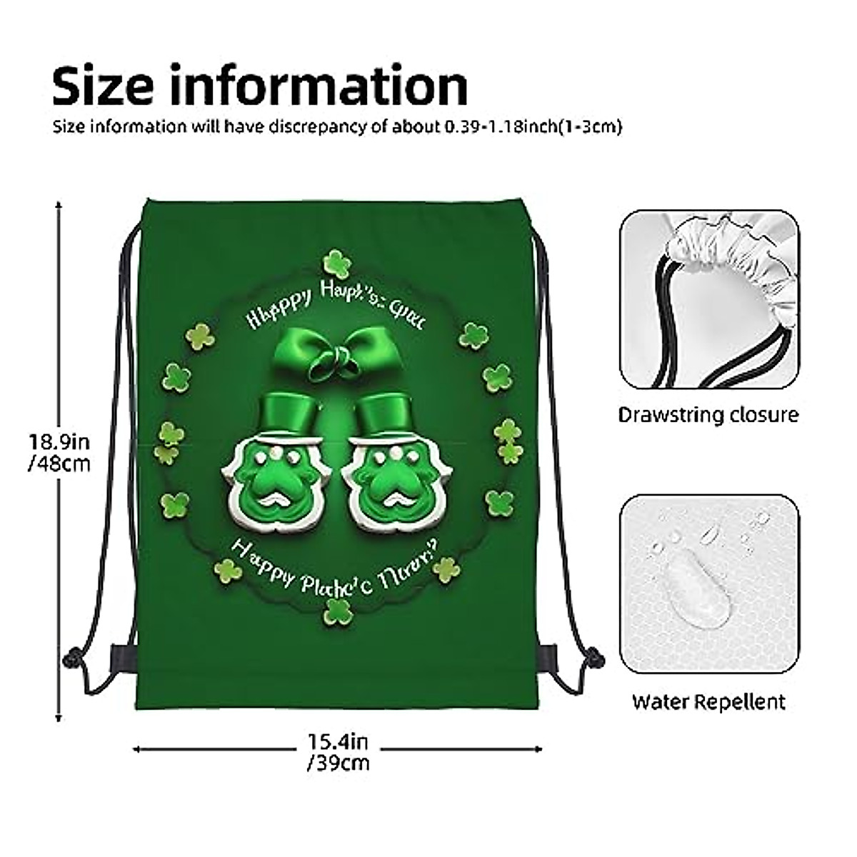 Drawstring Backpack for women,Versatile drawstring bag,Water-Resistant Cinch Bag,Gym sackpack-Happy St. Patrick's Day
