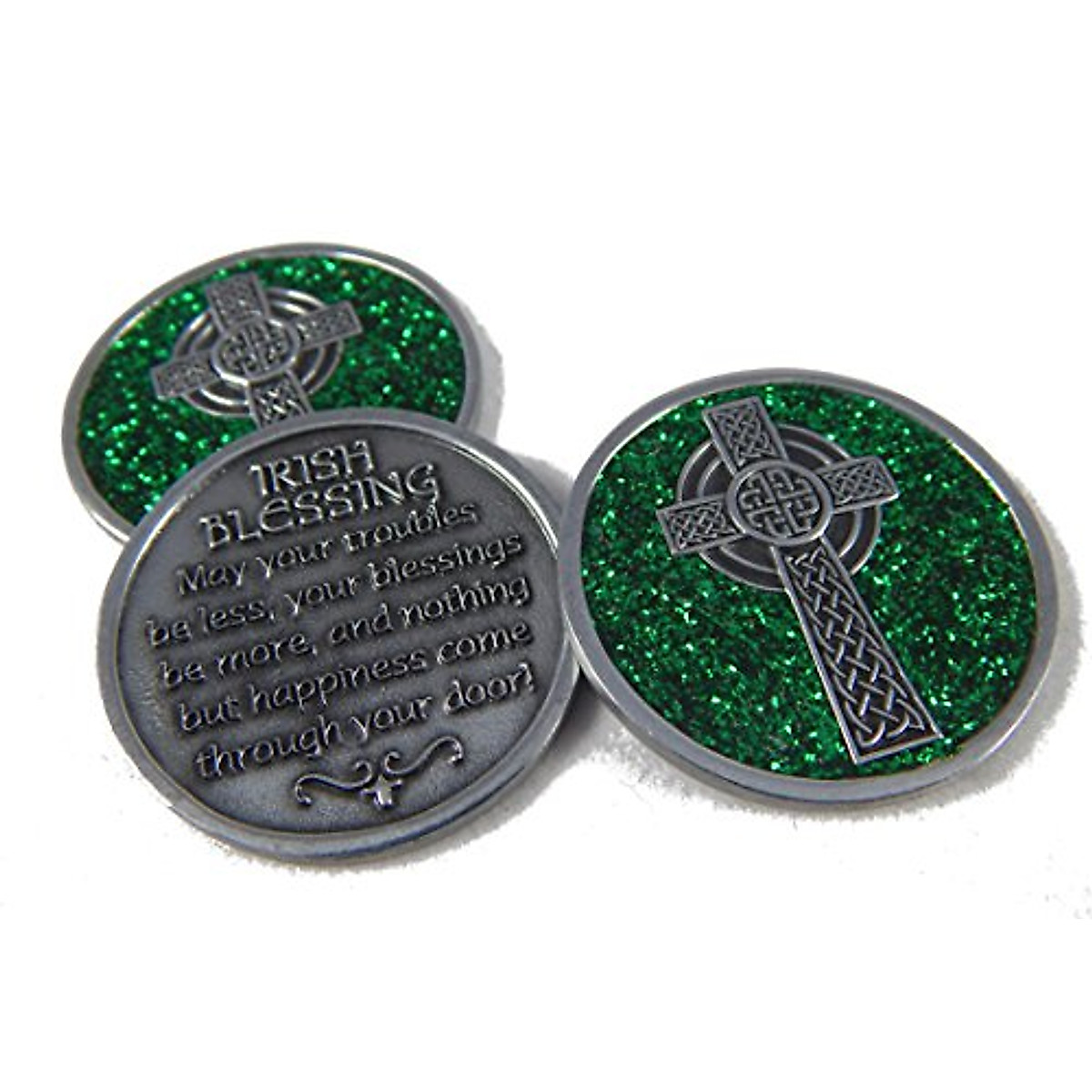 Set of 3 Irish Blessing Pewter Novelty Pocket Tokens - 1.25" - PT661