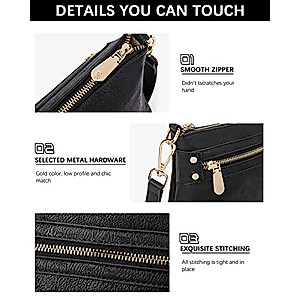 BOSTANTEN Small Purses for Women Crossbody Bags Leather Wristlet Purse with Zipper Pocket Casual Clutch Bag Black