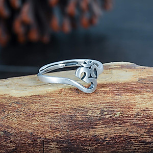 Real 925 Sterling Silver Om Sign Ring for Women Girls Spiritual Sanskrit Symbol Rings Open Stacking Finger Rings Meditation Yoga Band Ring Adjustable Size 6-10 Valentines Birthday Jewelry Gift