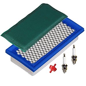 HIFROM Flat Air Filter Cartridge Cleaner Pre-Filter with Fuel Filter Spark Plug Kit Replacement for 176400 19B400 226400 256400 192400 196400 Replace 4195 496077 691643