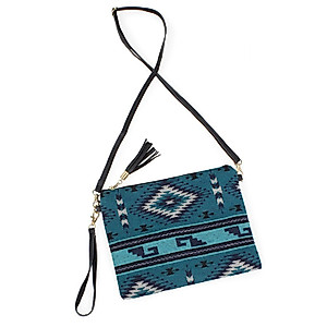 Western Native American Saddle Blanket Crossbody Clutch Bag Purse