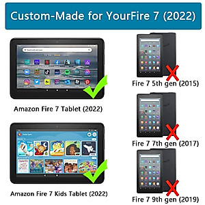 Fire 7 Tablet Case for Kids (Only Compatible 12th Generation , 2022 Release)-SHREBORN Lightweight Shockproof [Handle-Friendly] Case with Stand for All-New Amazon Kindle Fire 7 Kids Tablet 2022-Pink