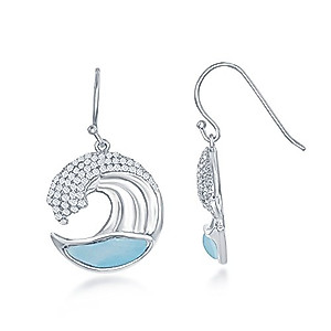 Beaux Bijoux Sterling Silver Larimar Dangle Earrings - Unique Natural Larimar Jewelry for Women - Earrings for Women - Beautiful Blue Natural Larimar Stones – Unique Hypoallergenic Earrings