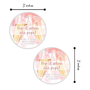 Crafters Cup Pop It When She Pops Champagne Tag | 30 Pack | 2.5'' inch Circle Tag with Pre-Cut Hole | Baby Shower Party Favor Tag | Pink Champagne Design for Baby Girl (Pop It Tag Pink), POP-CH-P-18