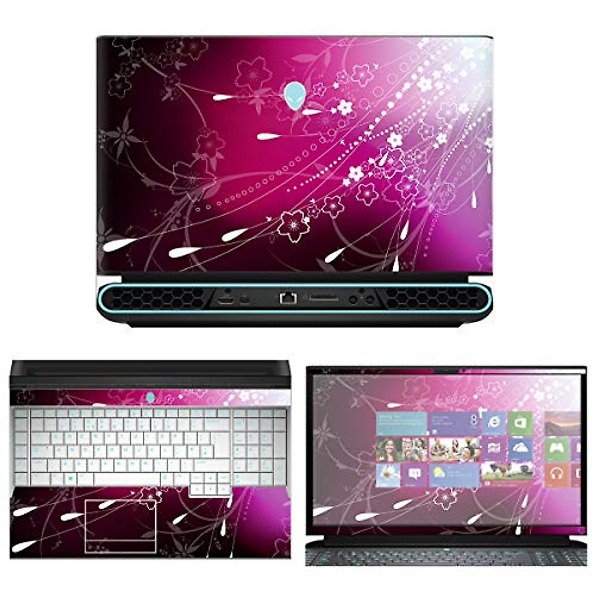 Decalrus - Protective Decal Floral Skin Sticker for 2019 Alienware Area-51m AWAR51M (17.3" Screen) case Cover wrap ALarea51m_17-202