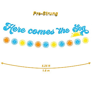 Here Somes the Son Baby Shower Decorations Boho Retro Sun Balloon Garland Arch Kit Here Comes the Son Cake Topper Sun Garland Banner for First Trip around the Sun Decorations