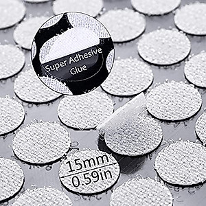 Adhoklop 1248 Pcs (624 Pairs) Dots with Adhesive 0.59 Inch Diameter Hook and Loop Nylon Sticky Back Coins, Adhesive Strips Fastener Round Tapes for School Classroom Teacher Supplies (White)