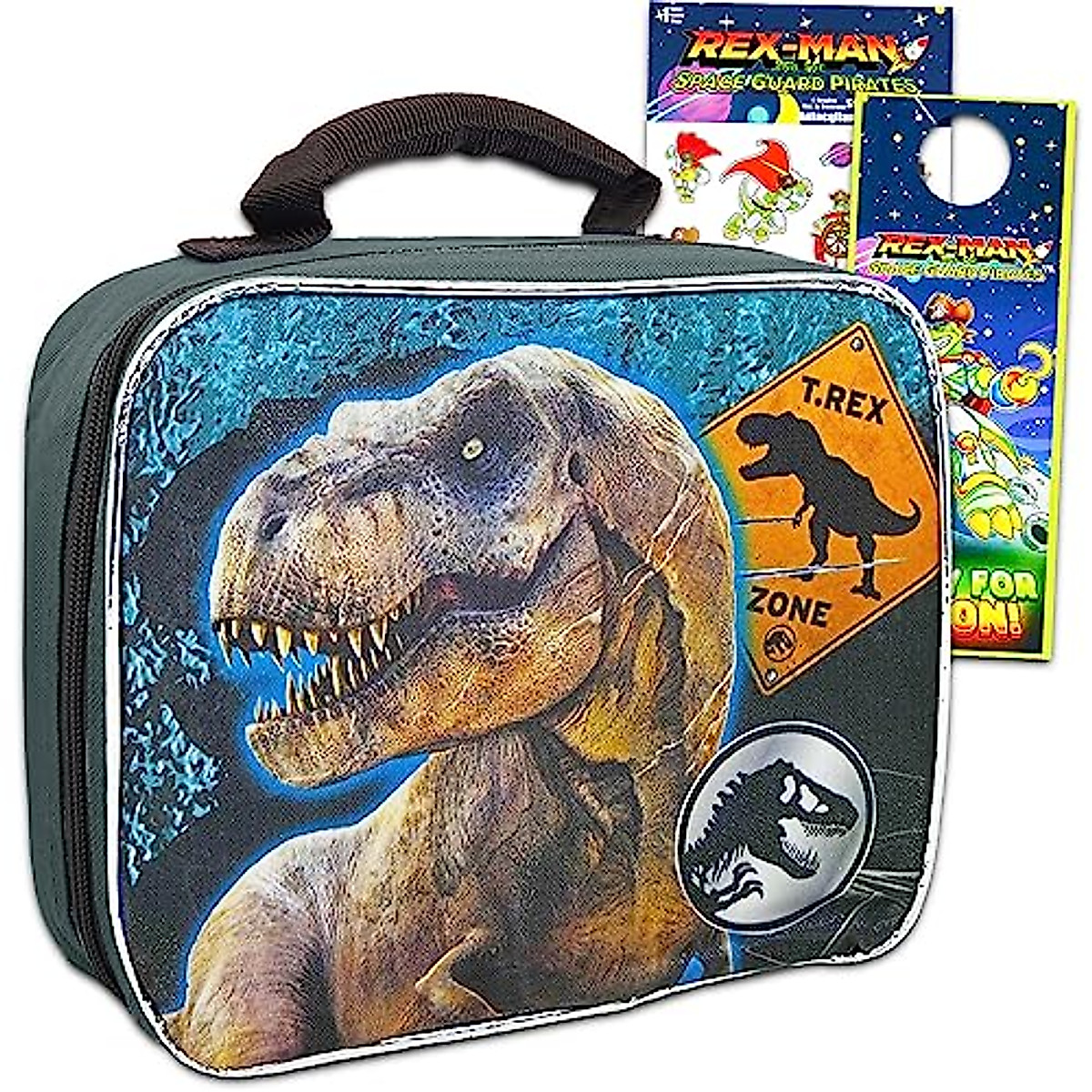 Jurassic Lunch Box for Boys Kids - Bundle with Dinosaur Lunch Bag with Stickers, More | Jurassic World Lunch Box
