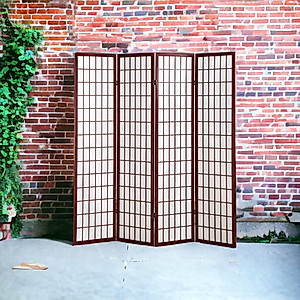 Liveasy Furniture 4 Panels Room Divider Privacy Screen Shoji Divider 6ft High Japanese Style Privacy Room Divider (Cherry, 4 Panels)