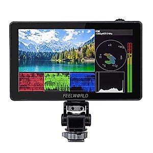 FEELWORLD LUT5 5.5 Inch 3000nits Ultra Bright DSLR Camera Field Monitor Auto Dimming Touchscreen HDR 3D LUT with Waveform F970 External Power and Install Kit 4K HDMI Input Output 1920X1080 IPS Panel