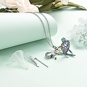 shajwo Cremation Jewelry Dream Catcher Heart Urn Necklace for Ashes for Women Men Keepsake Memorial Hollow Pendant,Rainbow-Silver