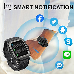1.91'' Military Smart Watch for Men Phone Call (Dial/Receive) Smartwatch, Fitness Tracker, Compatible for Android iOS Phones, 113 Sport Modes Activity Health Monitor Notification/Reminder
