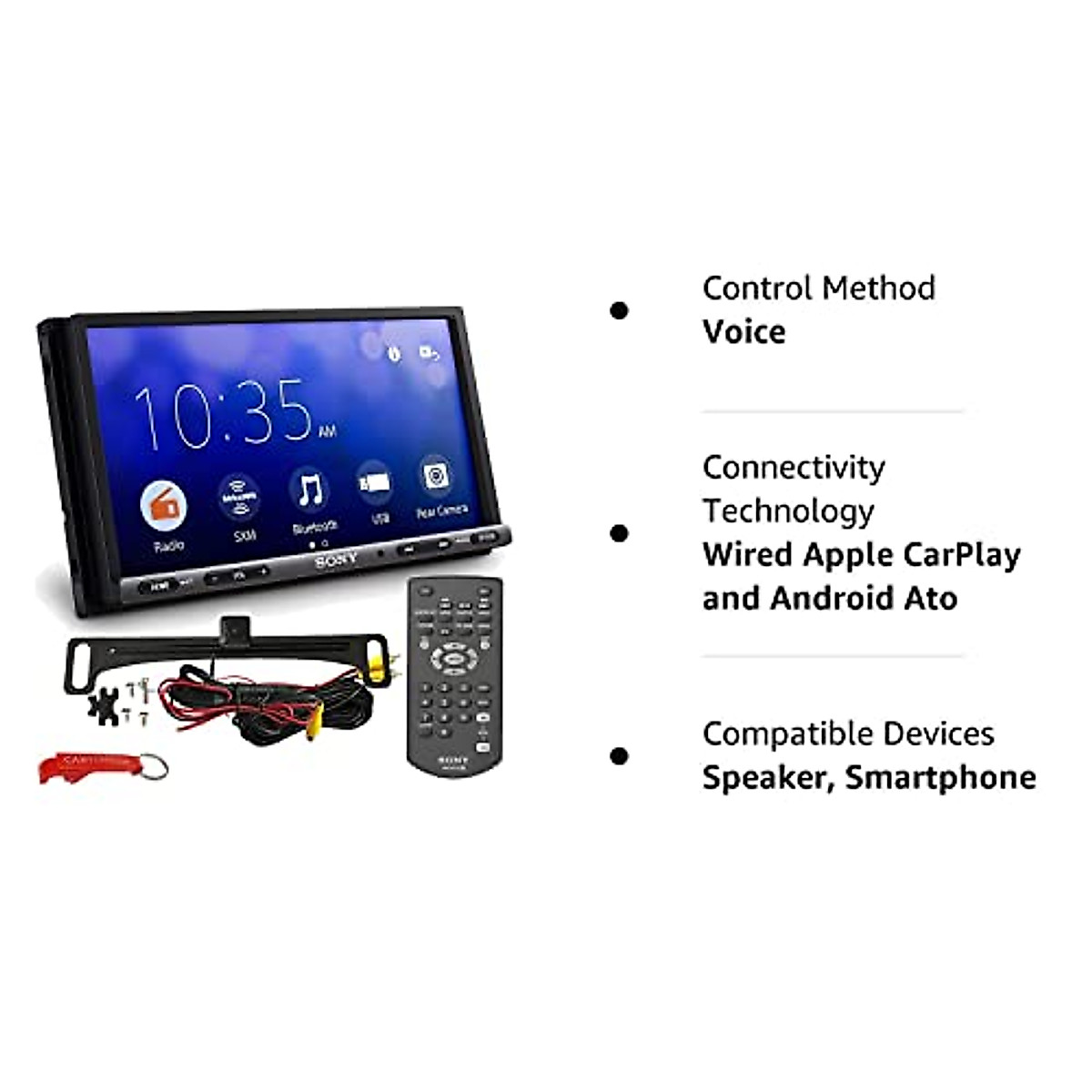 Sony XAV-AX3200 Car Stereo Safe Driver's Bundle w/ ACAM4 Backup Camera. Apple CarPlay & Android Auto 6.95" 2-DIN Head Unit, SiriusXM Ready Multimedia Receiver, Bluetooth Hands-Free Calling & Streaming