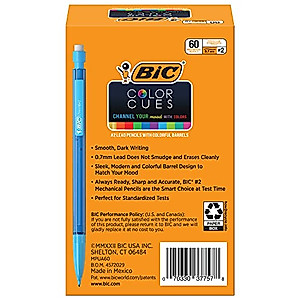 BIC Color Cues Mechanical Pencil Set (MPUA60-AST), 60-Count Pack, Black, Fun Color Pencils for School, Perfect for School Supplies