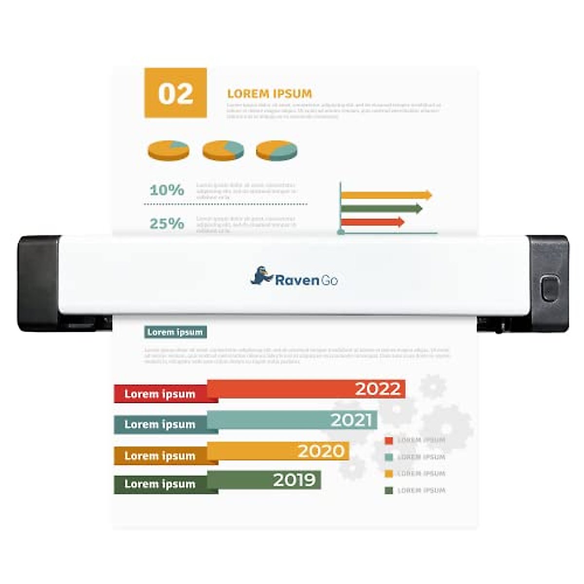 Raven Go Portable Mobile Document Scanner for PC and Mac with Simplex Sheet-Fed Scanning