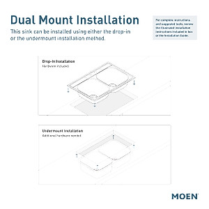 Moen Luxe Chef 18-Gauge Stainless Steel Dual Mount 33" x 22" Single Bowl Workstation Sink, Includes Cutting Board, Flexible Drying Rack, Colander, Bottom Sink Grid, and Drain, GS181012BUX