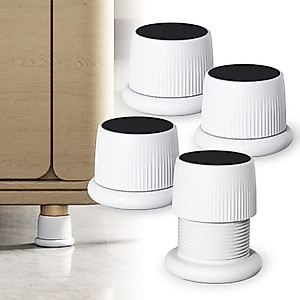 xuenair Adjustable Furniture Bed Risers, 1.6-2.6 inch Bed Risers White, Durable Plastic and Anti Slip Couch Risers 2 inch for Sofa Bed Table and Chair Lifts(White - 4 pcs)