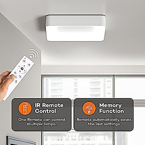 BLNAN 12 Inch Dimmable Flush Mount LED Ceiling Light Fixture with Remote Control, 24W 2400LM 3000K-6500K Dimming Ceiling Lamp for Bedroom Kitchen Hallway
